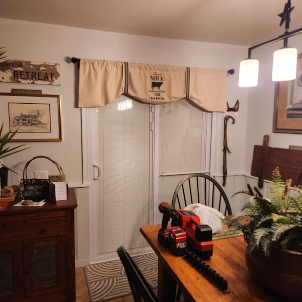 French Floral Valance, Farmhouse Valance, Linen Valance, Rustic Valance ...