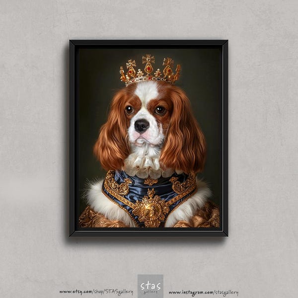 Custom Royal Cavalier King Charles Spaniel Wall Art - Personalized Pet ...