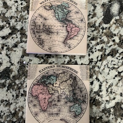 Custom Map Coaster Set World Map Coasters Personalized Coasters Custom ...