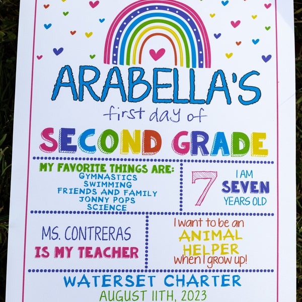 Editable First Day of 2nd Grade Sign, Rainbow First Day of School Sign ...