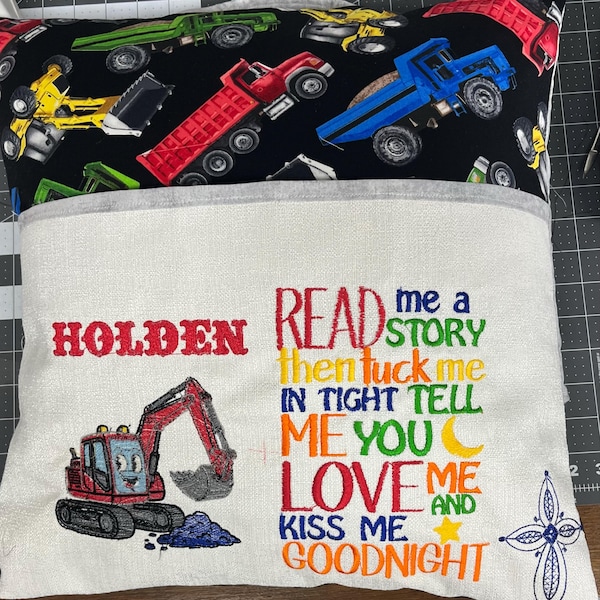 Reading Pillow Embroidery Design Read Me a Story Embroidery Design Tuck ...