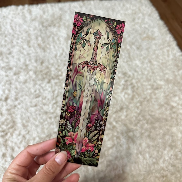 Botanical Sword Bookmark: Transparent Stained Glass Style, Cottagecore ...