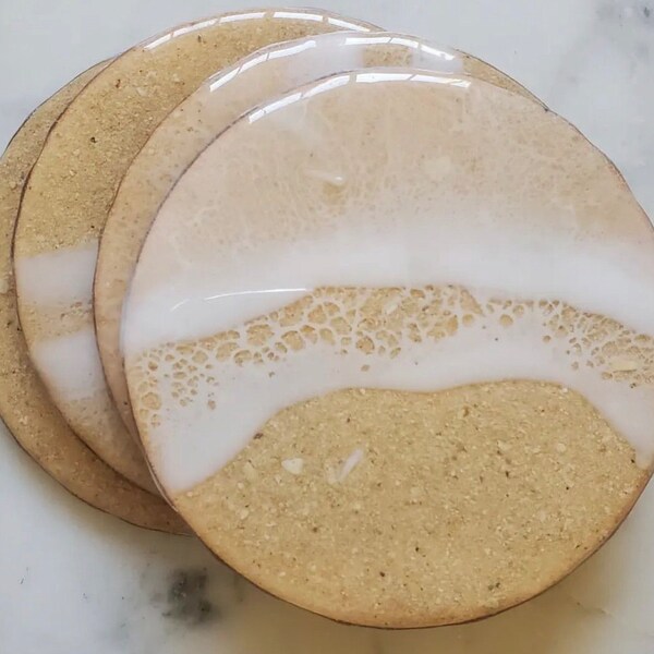 Custom Ocean Wave Aqua Resin Coaster Set of 4 Resin Ocean Coaster ...