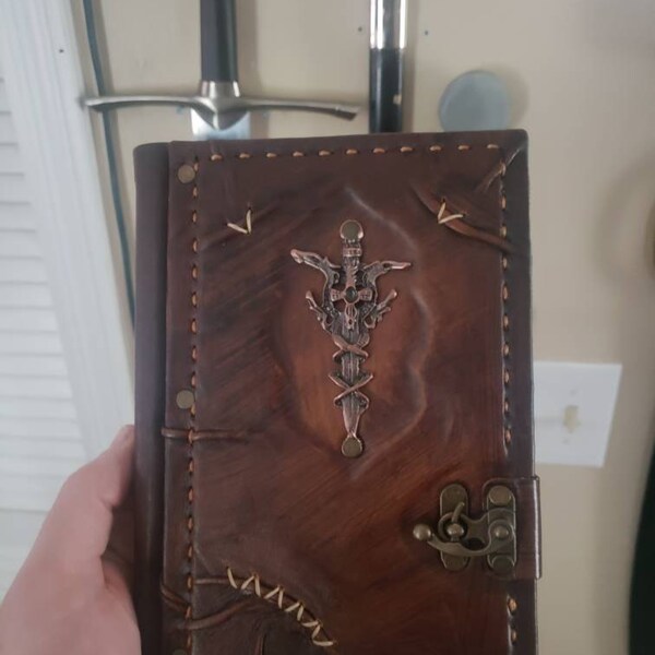 Leather Notebook - Embossed Leather Journal - Leather Diary Books ...