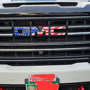 PRECUT GMC Sierra Gel Coated domed Patriotic Flag Emblem ...