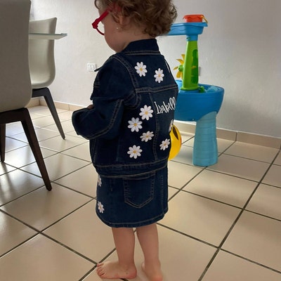 Daisy Flower Smiley Face Custom Demin Jean Jacket Personalized Baby ...