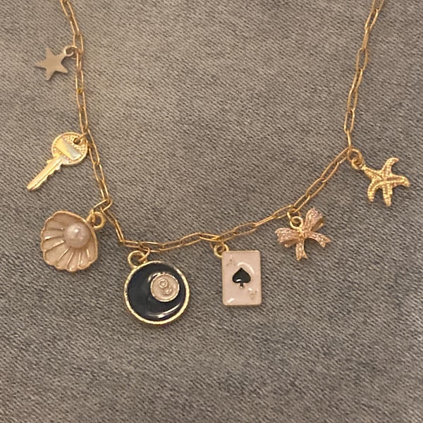 Custom Gold Charm Necklace, Pick Your Charms, Gold Filled Paperclip ...