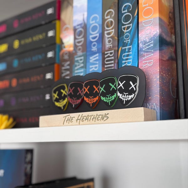 Officially Licensed Legacy of Gods Heathens Masks Bookshelf Sign; Dark ...