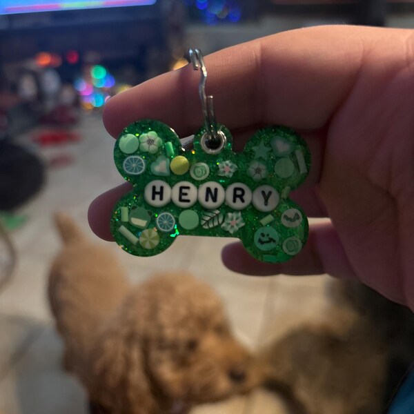 Personalized Resin Dog Tag, Custom Cat Tag, Letter Bead Dog Tag, Dog ...