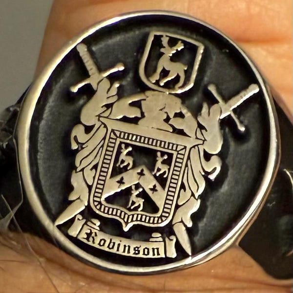 Heraldic Custom Jewelry Ring, Mens Gift, Mushroom Ring, Family Crest ...
