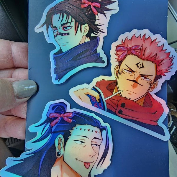 JJK Hair Bow Anime Sticker Pack: Holographic Waterproof Decals - Etsy