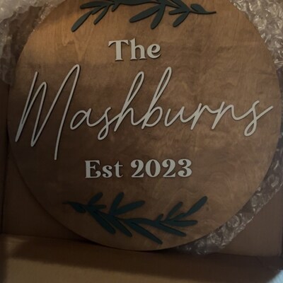 Round Last Name Sign, Round Wedding Sign, Established Sign, Wedding ...