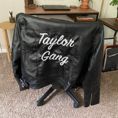 CUSTOM TEXT Black Leather Crop Jacket Personalize Black Moto - Etsy