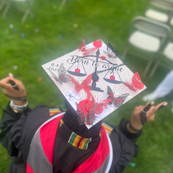 Personalized Born to Argue Printed Graduation Cap Topper, Custom Law ...