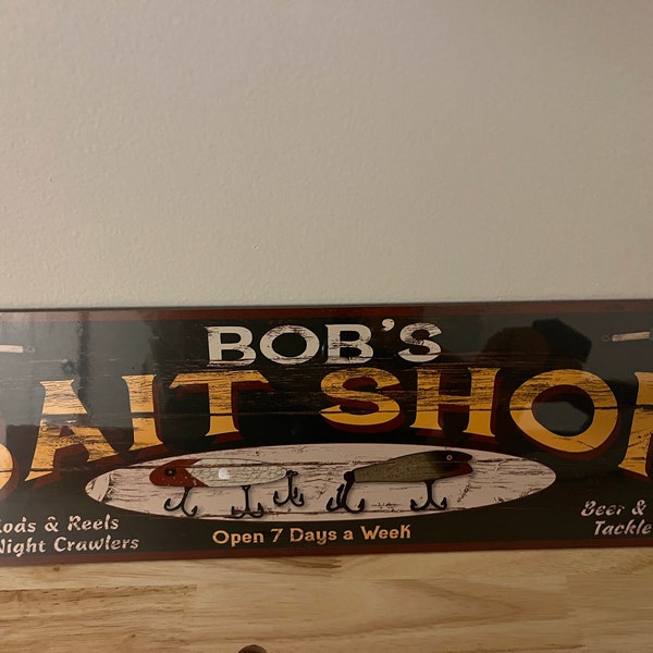 Personalized Bait Shop Sign Fishing Signs Decor Man Cave Decorations ...