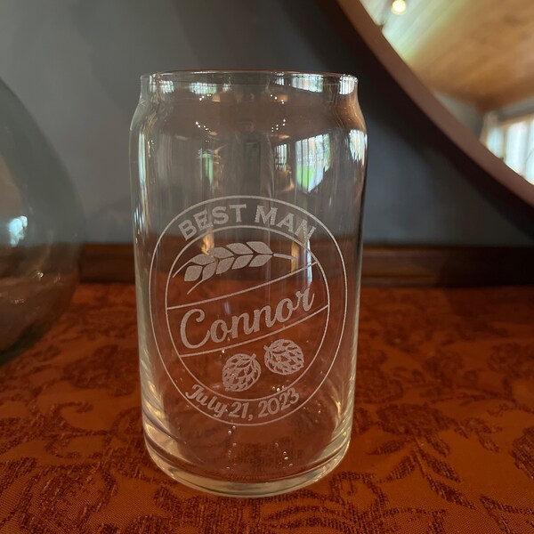 Custom Beer Can Glass Set of 8, Engraved Wedding Glasses, Bridal Party ...