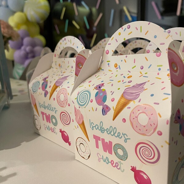 CANDYLAND TWO SWEET Personalised Children’s Party Box Gift Bag Favour ...