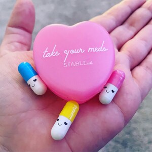 Self Care Cute Pink Heart Pill Box Mental Health Depression Anxiety - Etsy