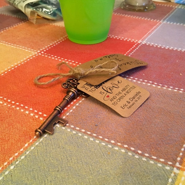 Key Bottle Opener Wedding Favor Tags, Skeleton Key Favors, Key to ...