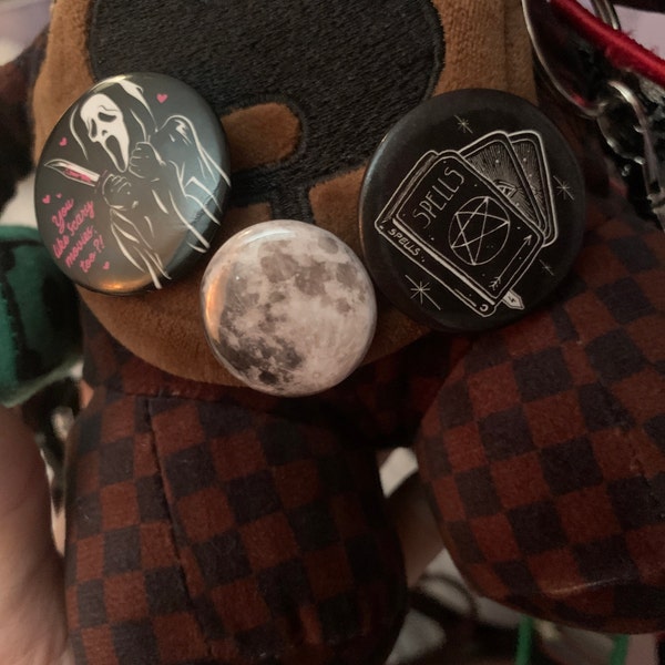 Moon Pin | Outer Space Button | 1 Inch Magnetic Necklace Charm | Star ...