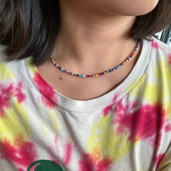 Multicolor Beaded Choker, Vsco, Rainbow, Beach Vibe, Summer, Dainty ...