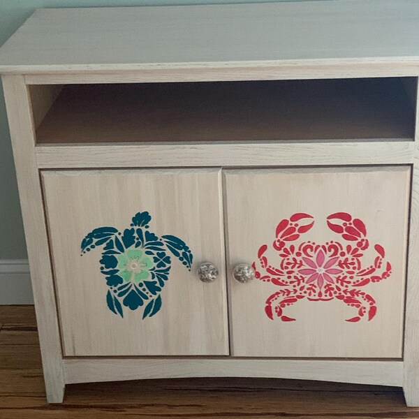 Single Sea Turtle Stencil, Floral Turtle Stencil, Nautical Stencil, Sea ...