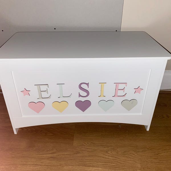 Wooden Toy Box Sign & Embellishments. Pastel Name. Toy Box Decor. Wall ...