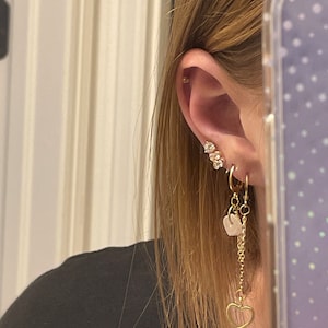 Double Piercing Earring Set With Crystals, Two Hole Earring, Double ...