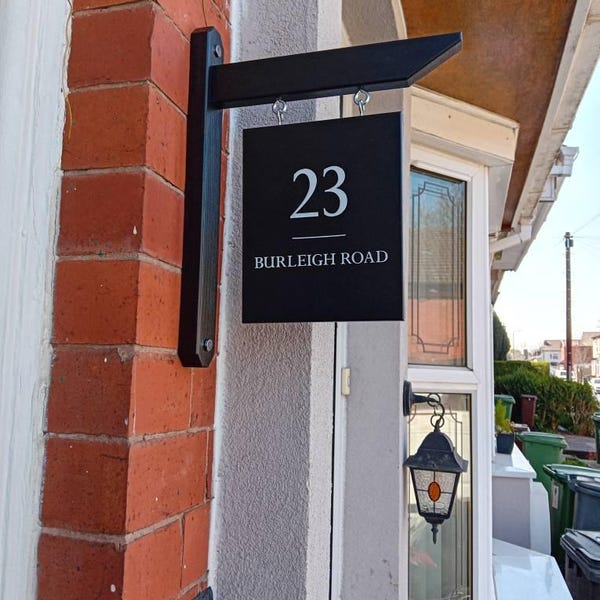 Personalised House Number Sign | Hanging Address Sign Outdoor | Custom ...