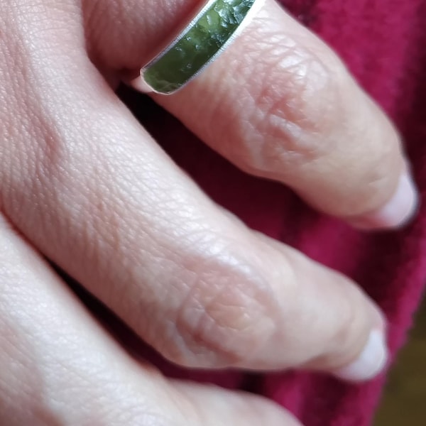 Natural Cut Moldavite Hexagon Ring in Sterling ,unique Moldavite Ring ...
