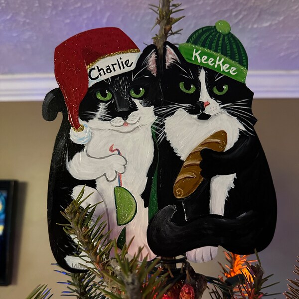 Pet Family Christmas Tree Topper, Multiple Pets, Custom Cat Tree Topper ...