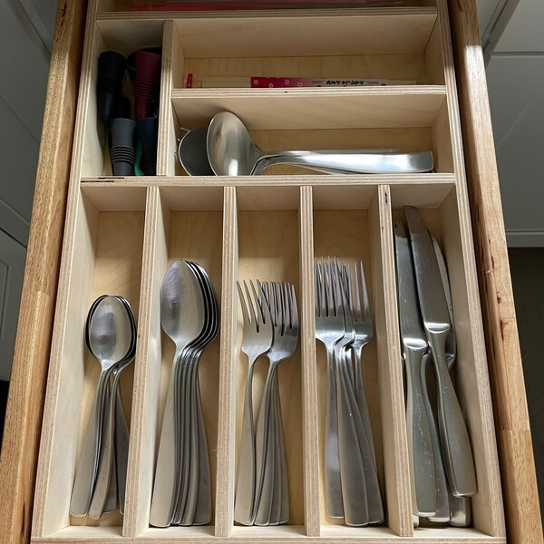Up to 12 Inches Wide Drawer Insert, Custom Drawer Organizer, Wood ...