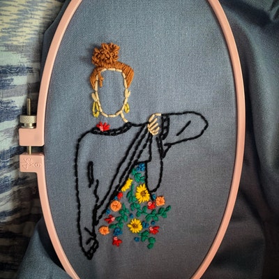 Floral Lady Hand Embroidery Pattern / Easy Digital PDF Download ...