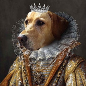 Queen Pet Portrait Royalty Canvas, Custom Pet Portrait From Photo to ...