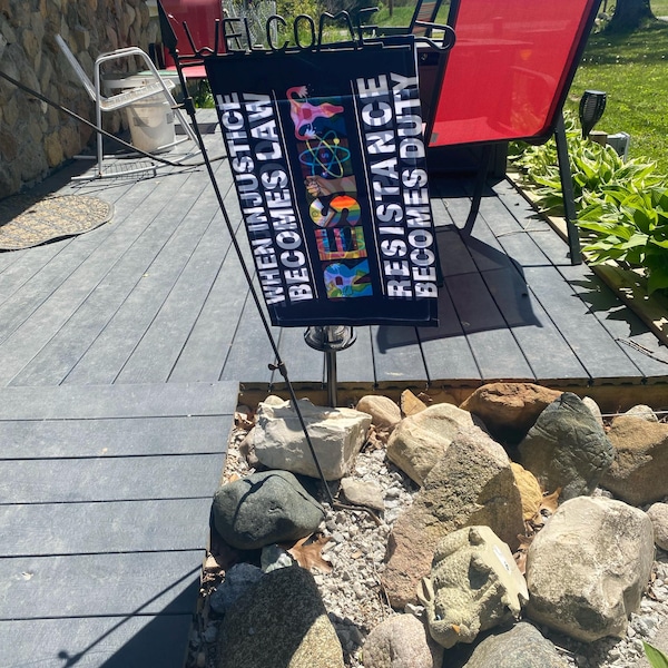 Democracy Dies in Silence 2 Sided Flag, Resist Fascism Fight Oligarchy ...