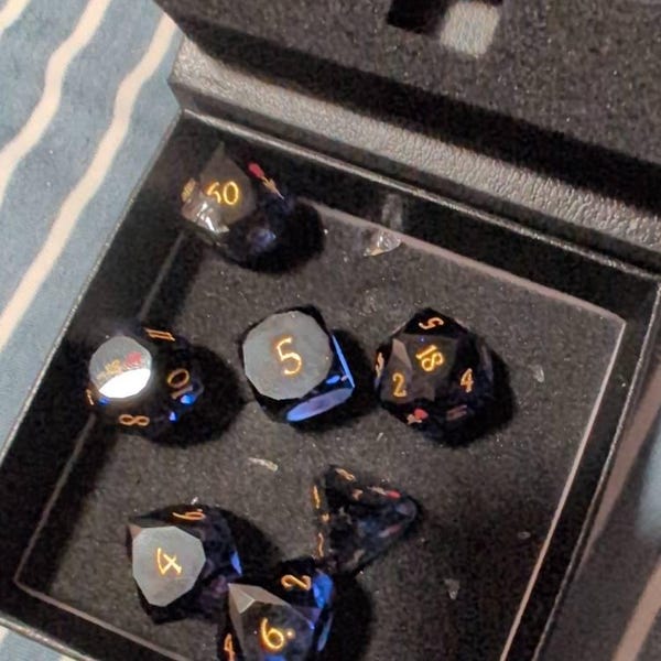 Stained DND Dice Set, Rainbow Glass Sharp Edge D&D Dice Set, Dungeons ...
