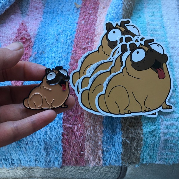Monchie Dog Pin, Dog Lovers Pin, Pug Life Pin + Stickers - Etsy
