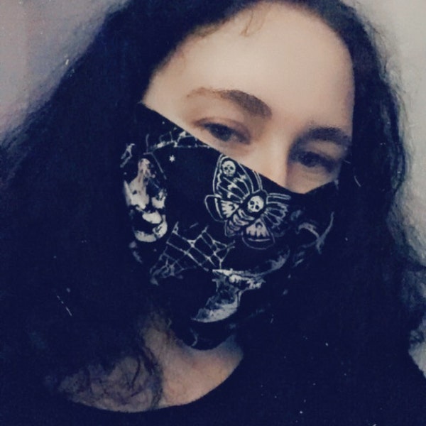 Face Mask in Dark Quirky Fabrics | 3 Layers | Reversible | Ready to ...