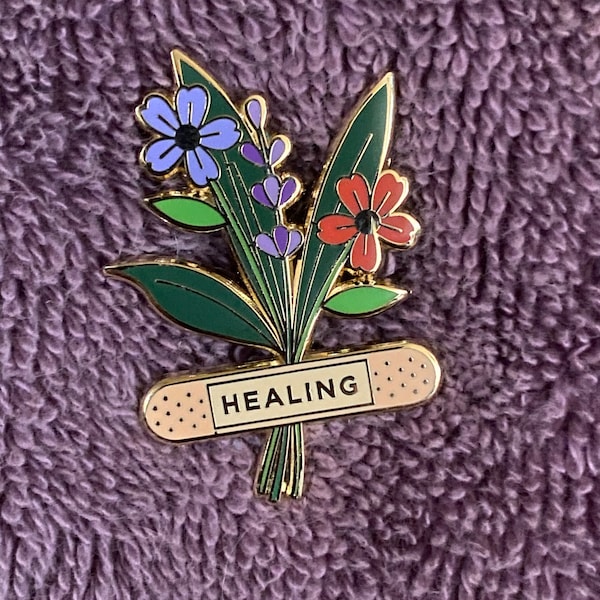 Healing Enamel Pin | Floral Enamel Pin | Mental Health | Self-care ...