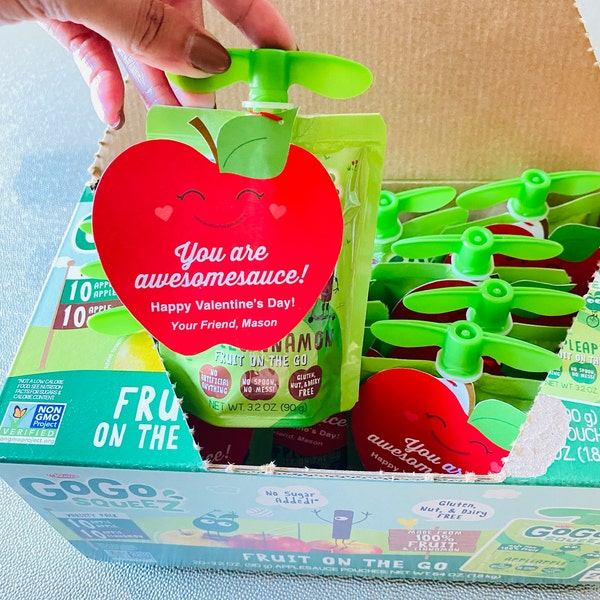 Awesomesauce Applesauce Valentine - Classroom Valentine, Kids Valentine ...