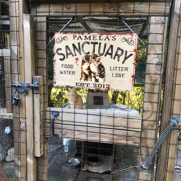 Personalized Cat Sanctuary Sign With Name Backyard Established Date Cat ...