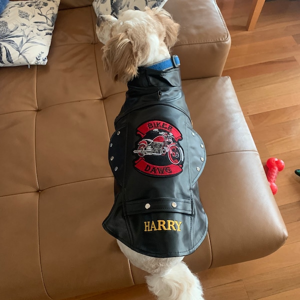 CUSTOM Dog Motorcycle Jacket | Biker Dog Jacket | Embroidered ...