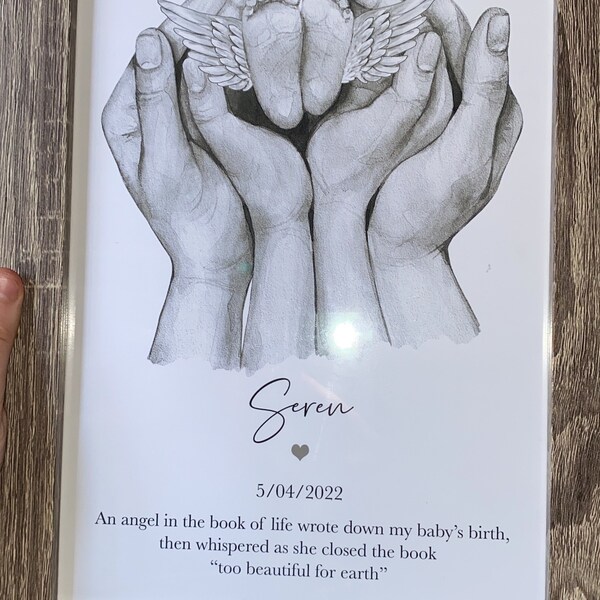 Angel Baby Personalised Print, Custom Memorial Keepsake for Baby Loss ...