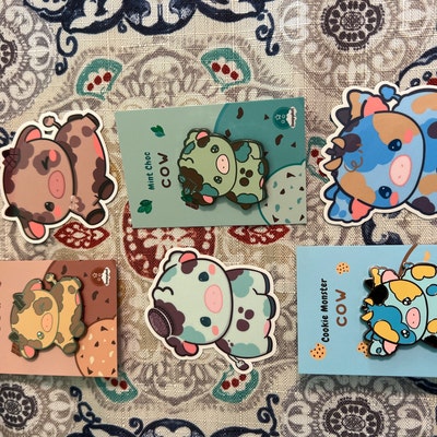 Ice Cream Cow Sticker Set Kawaii Flavor Cow Vinyl Stickers - Etsy
