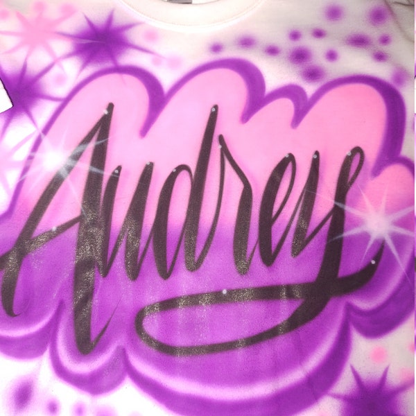Airbrush T Shirt Script Name, Cursive Font, One Word Included - Etsy