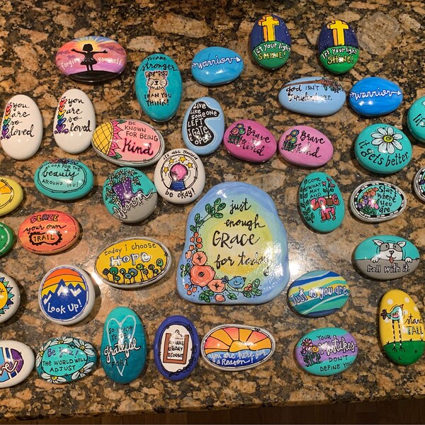 Hand-painted Motivational Rocks: Sunshine, Flowers, Animals - Etsy