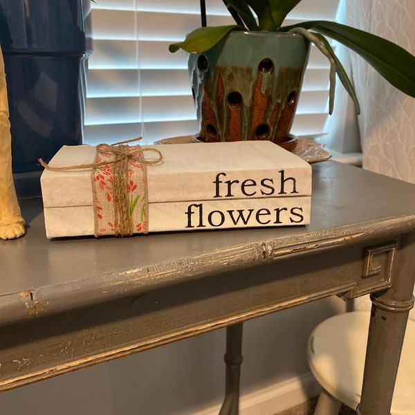 Fresh Flowers / Stamped Books / Farmhouse Books / Book Stack ...