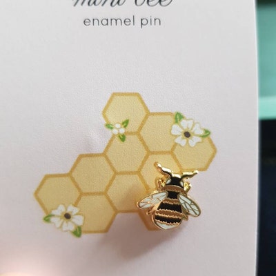 Mini Bee Pin, Tiny Gold Hard Enamel Honeybee Lapel Pin Badge, Nature ...