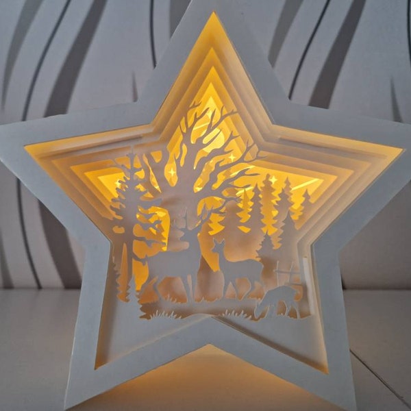 Pack 3 Christmas Star Lantern Shadow Box SVG for Cricut Proroject ...