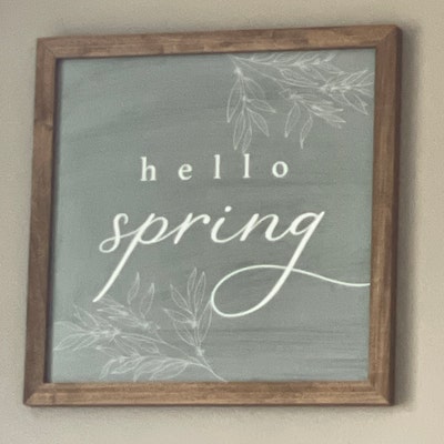 Hello Spring Sign Spring Wood Framed Sign Farmhouse Spring Decor Rustic ...